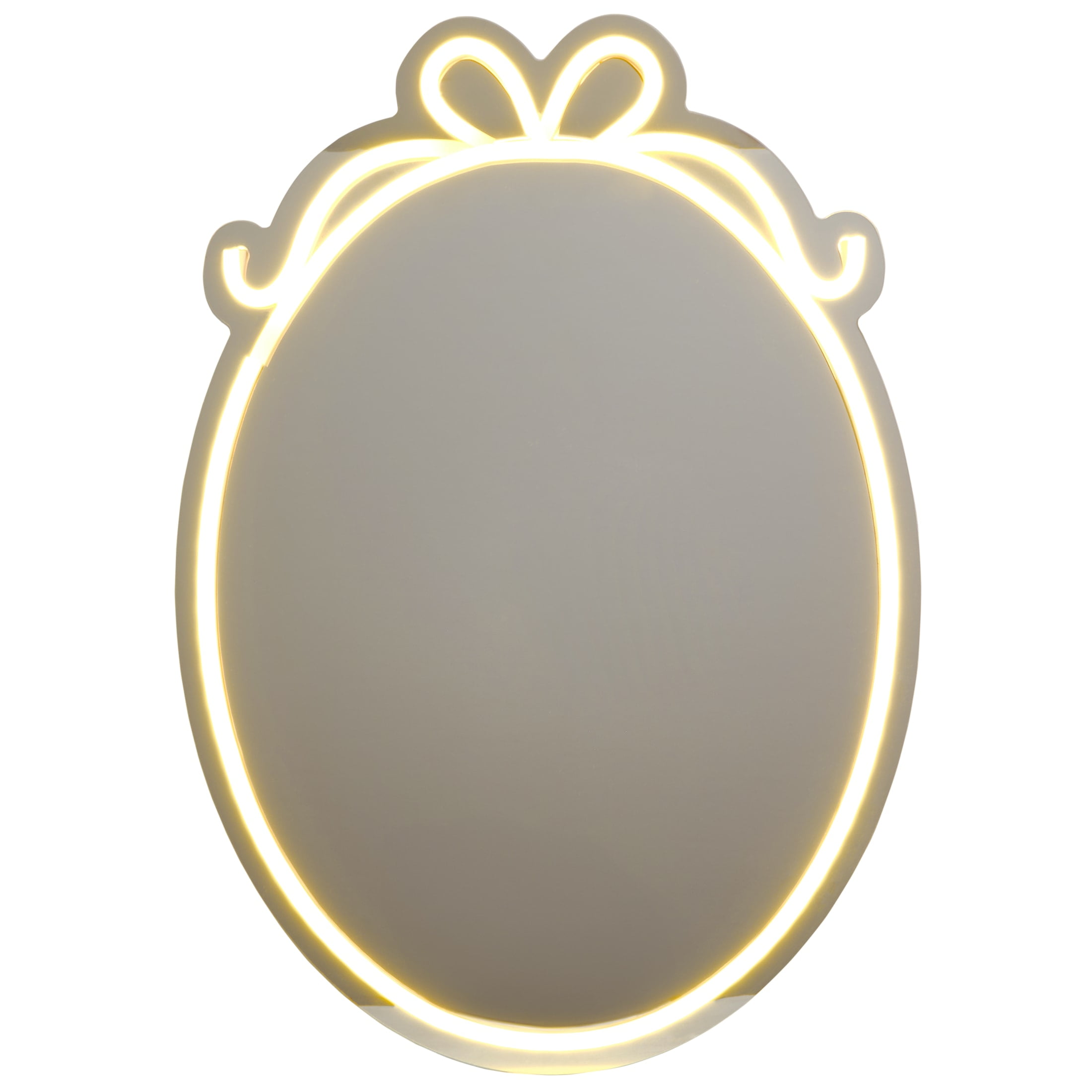 Melannco 11 X 15.4 inch Oval Bow Design Mirror with Neon Led Lights ...