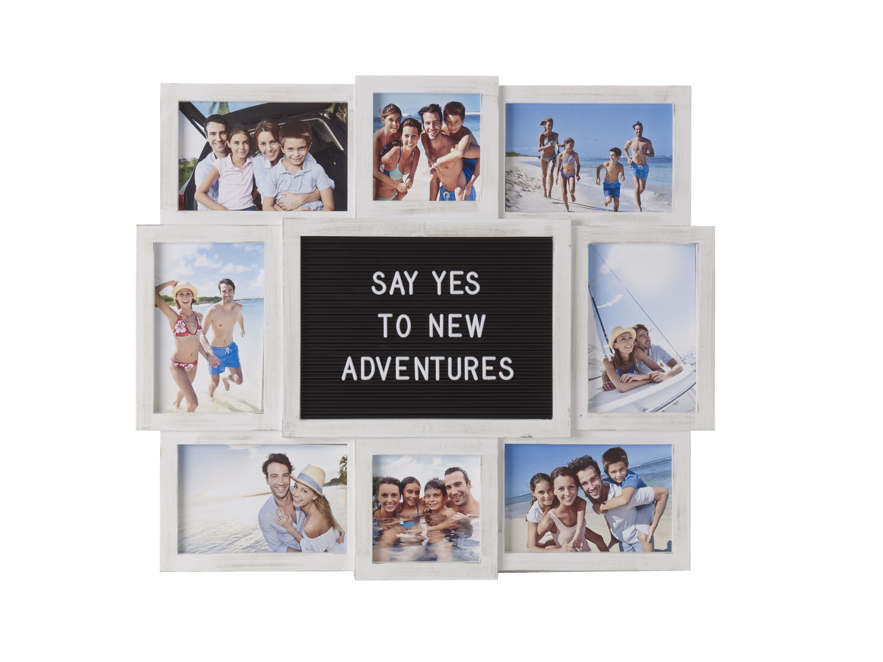 Melannco 19 by 17-inch Frame 8 Opening Collage with Pin Board, White ...