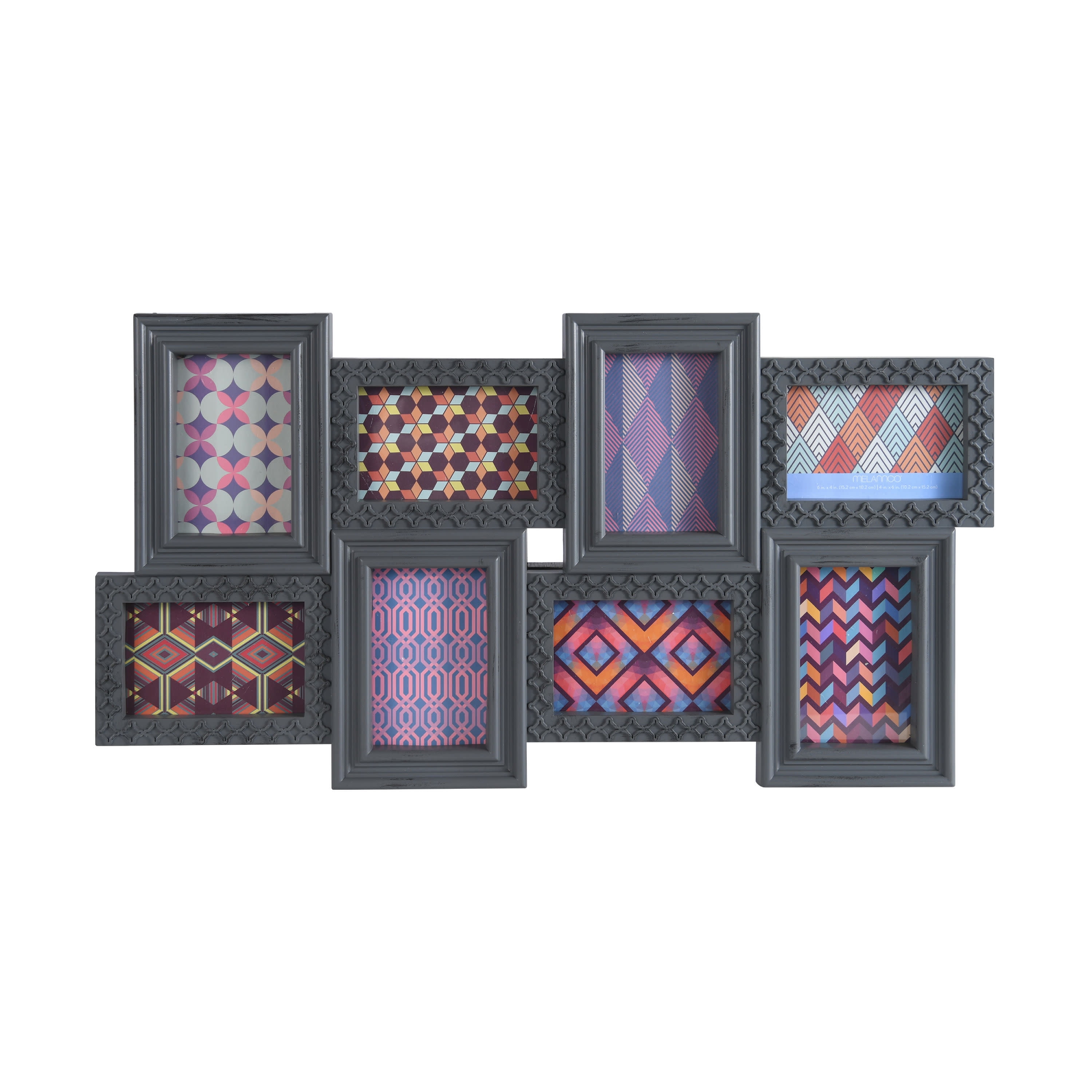 Melannco 30x16 Inch 8 Photo Collage Frame Distressed Dark Grey Vertical ...