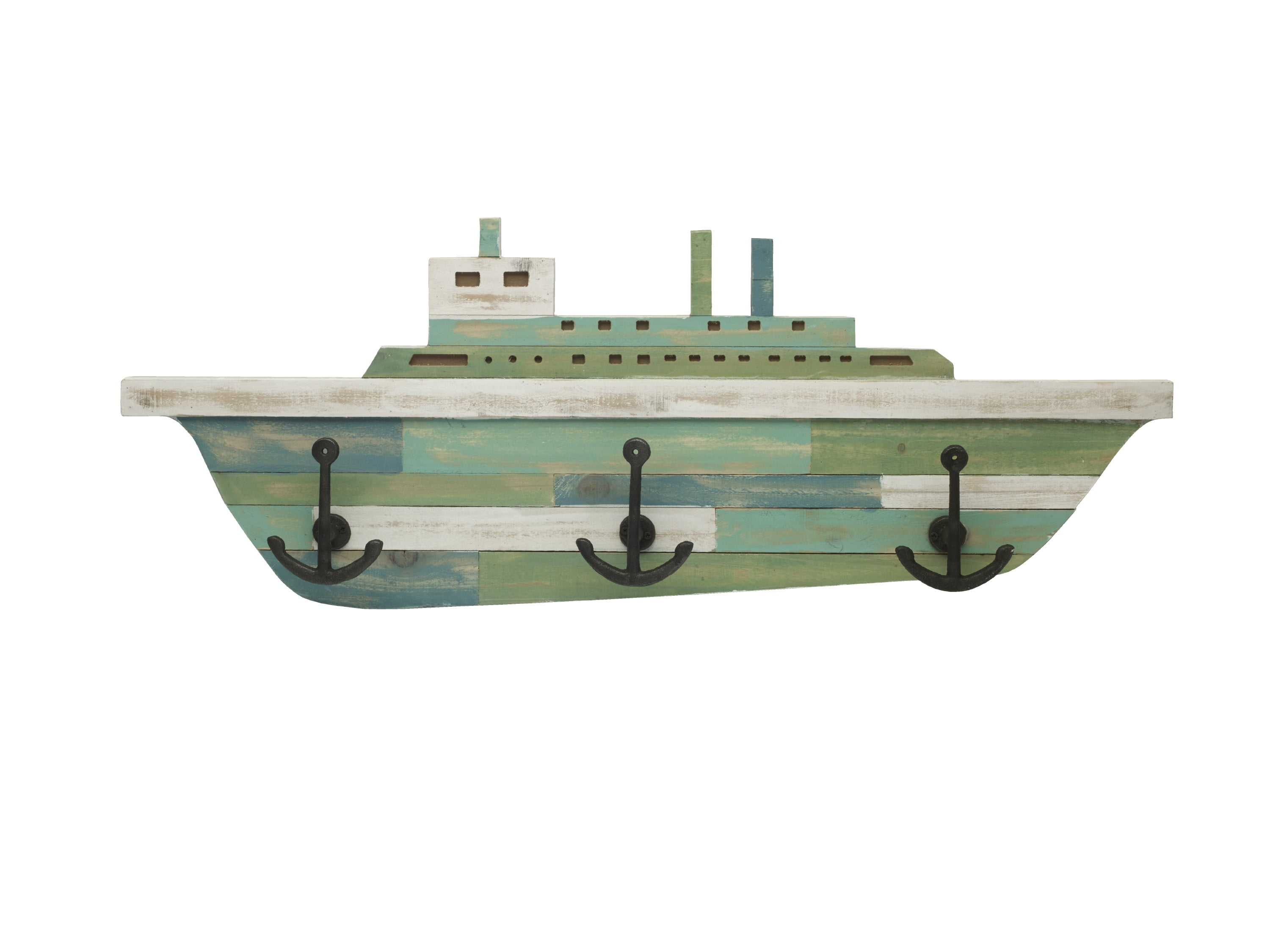 Melannco 32X2.5X12-inch Boat with 3 Anchor Coat Hooks - Walmart ...