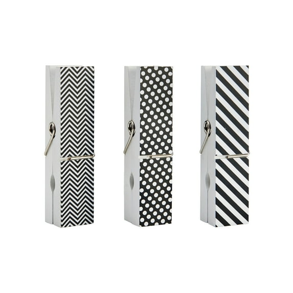 Melannco Set of 3 1-inch X 6-inch Oversized Clothespin in Black and ...