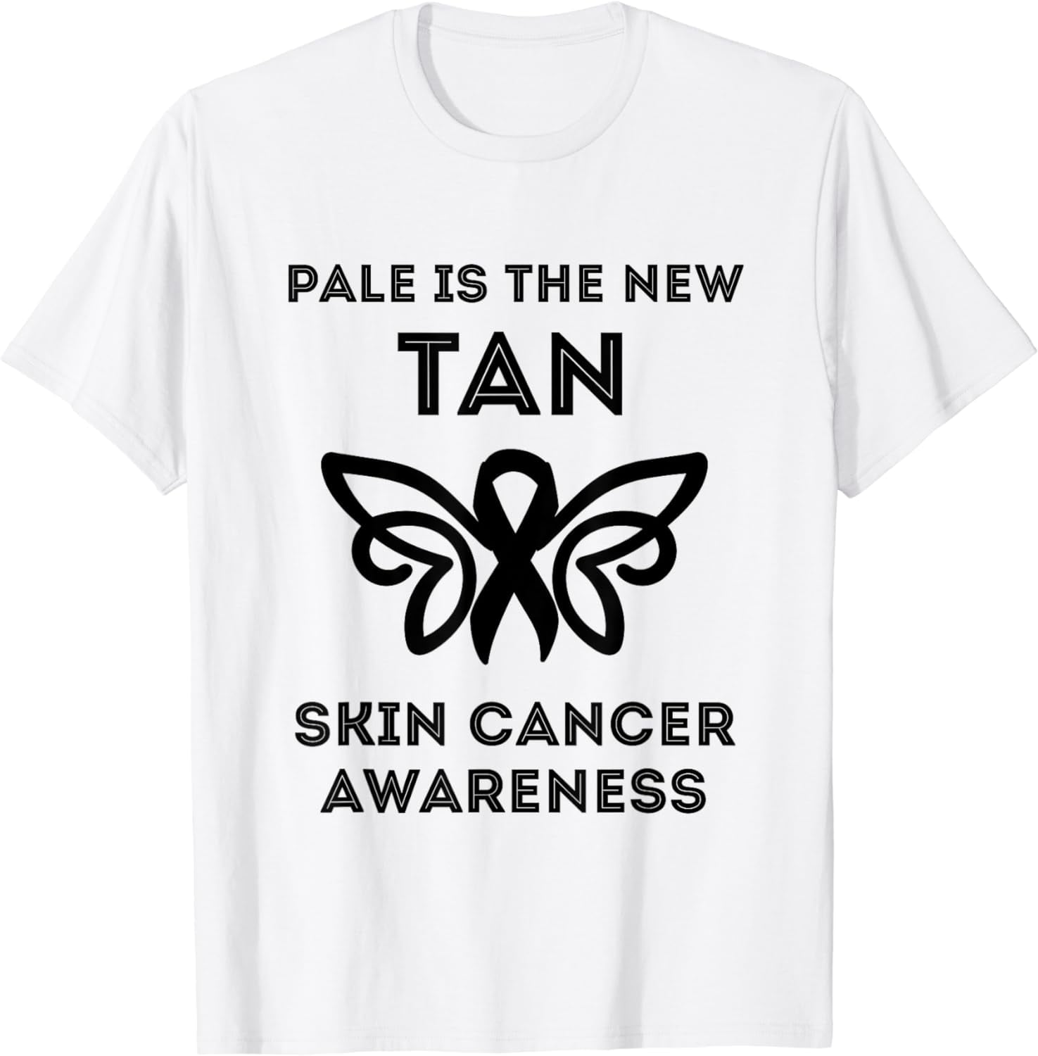 Melanoma Pale Is The New Tan Skin Cancer Black Ribbon Cotton T-Shirt ...