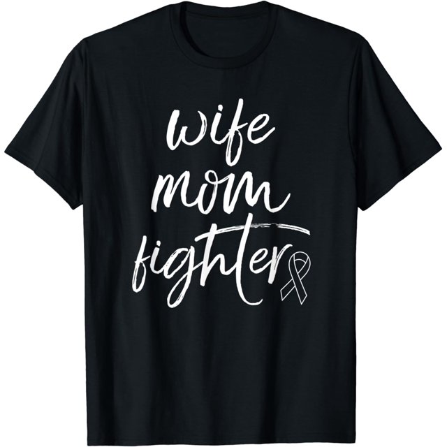 Melanoma Skin Cancer Awareness Black Ribbon Wife Mom Fighter T-Shirt ...