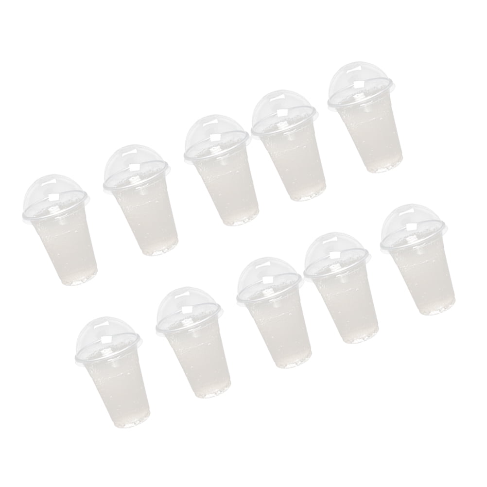 FOLOYORI Plastic Cups and Lids Transparent PP 100Pcs with Clear Dome ...