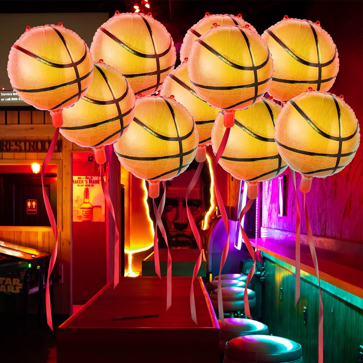 Melantax 10pcs 18 Inch Basketball Balloons Aluminum Foil Balloon Party ...