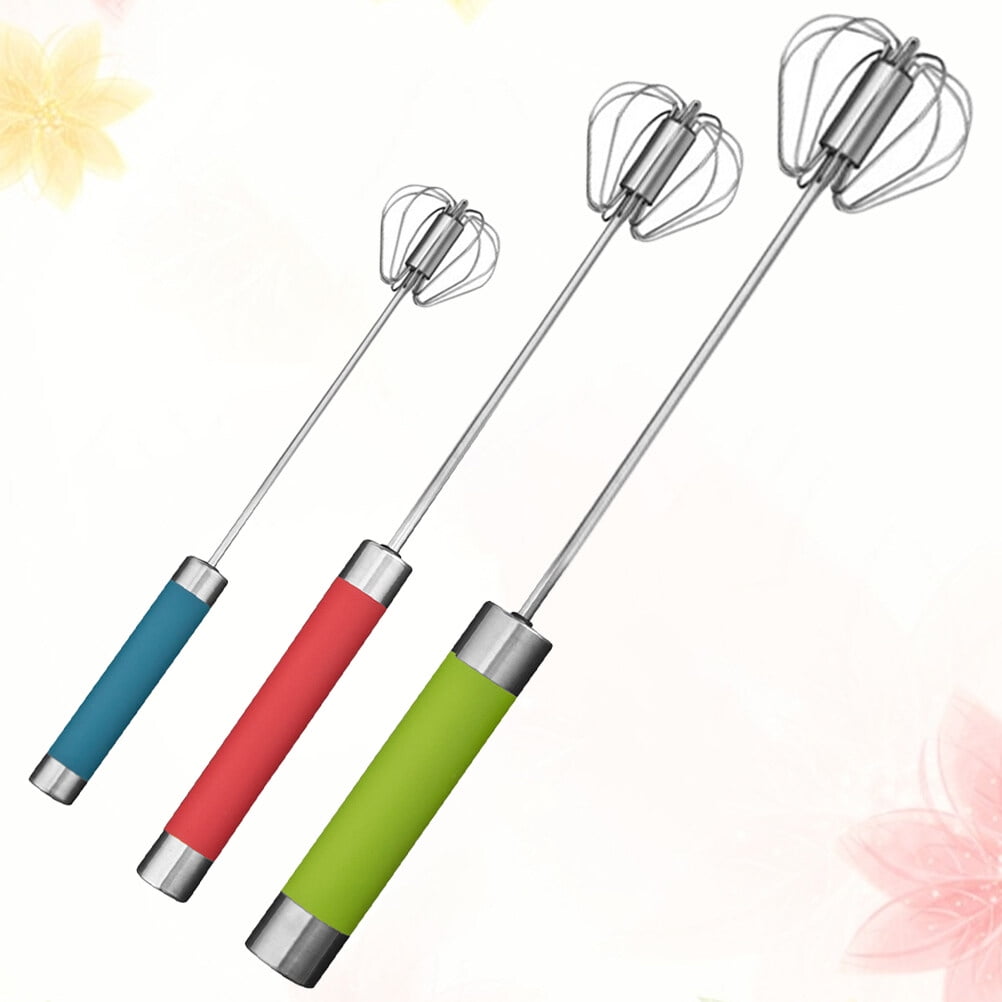 Melantax 3 Pack Stainless Steel Rotary Egg Beater Semi-Automatic Egg ...