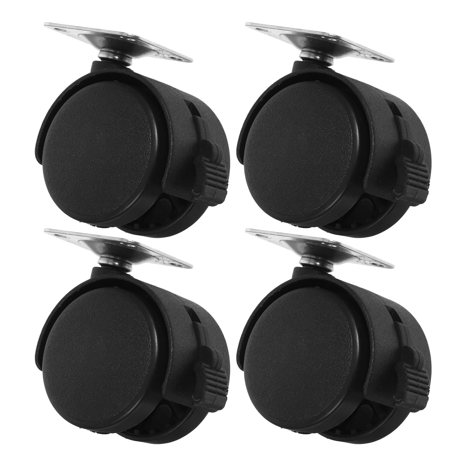 Melantax 4-Pack Dual Wheel Swivel Furniture Casters with Fixed Plate ...