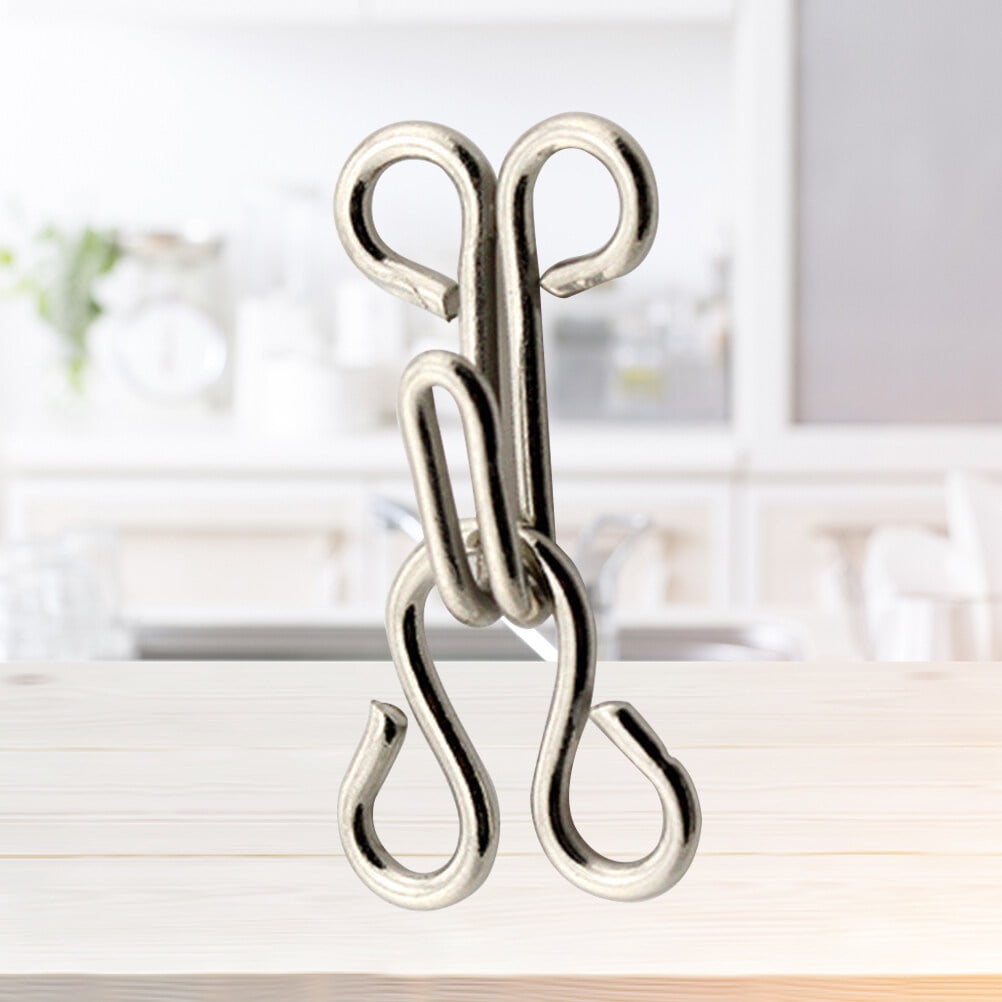 OUNONA 50PC Silver Metal Hook Buttons for Collar Pants Coat Sewing ...