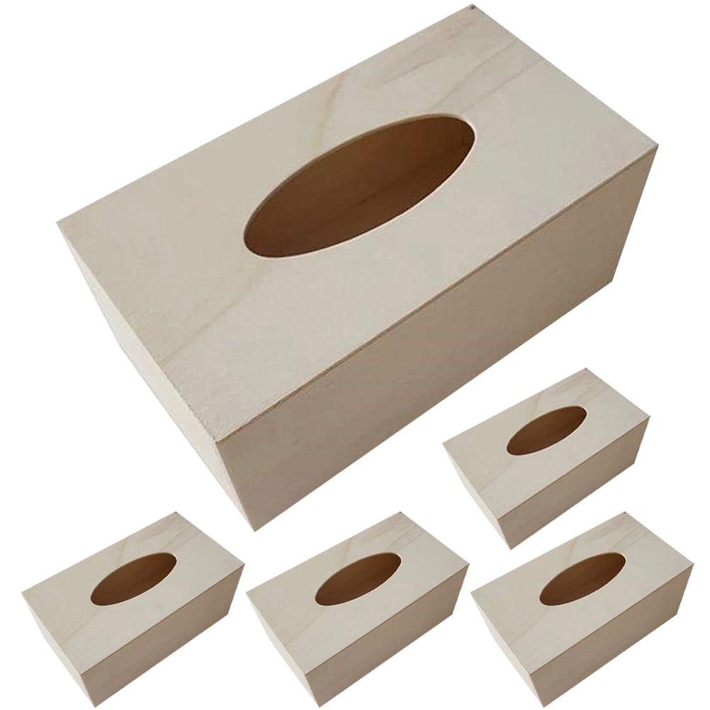 Melantax 5pcs Blank Wooden Box Wooden Napkin Holder Craft Tissue Box ...