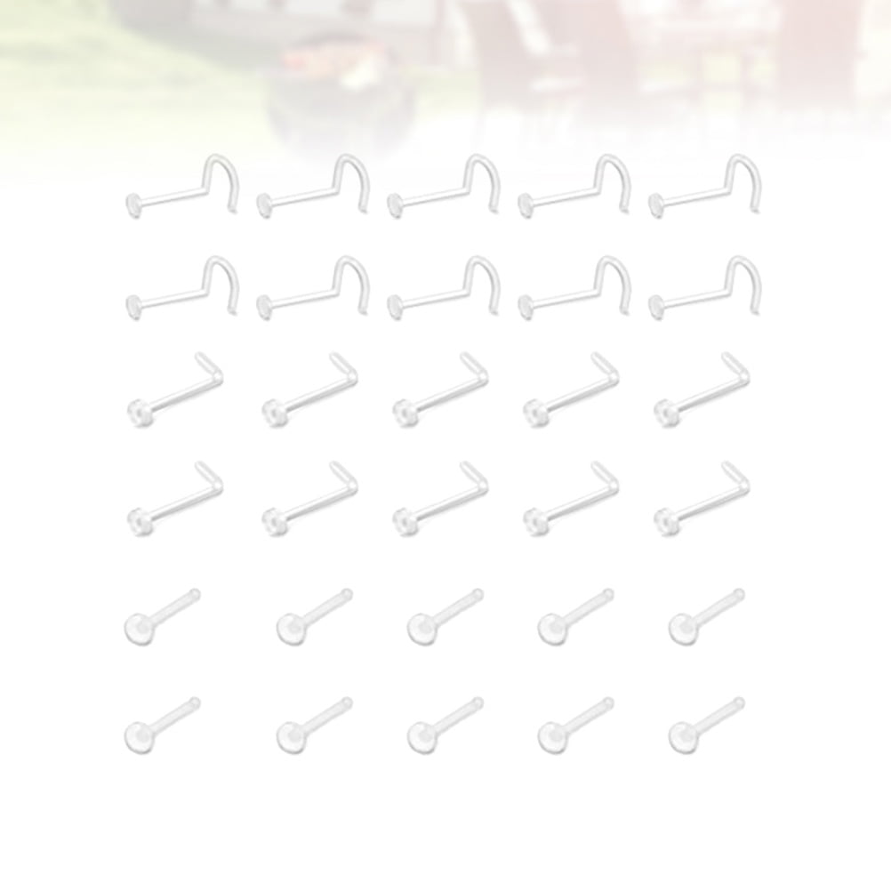 Melantax 60pcs medical invisible nose studs nose rings transparent nose ...