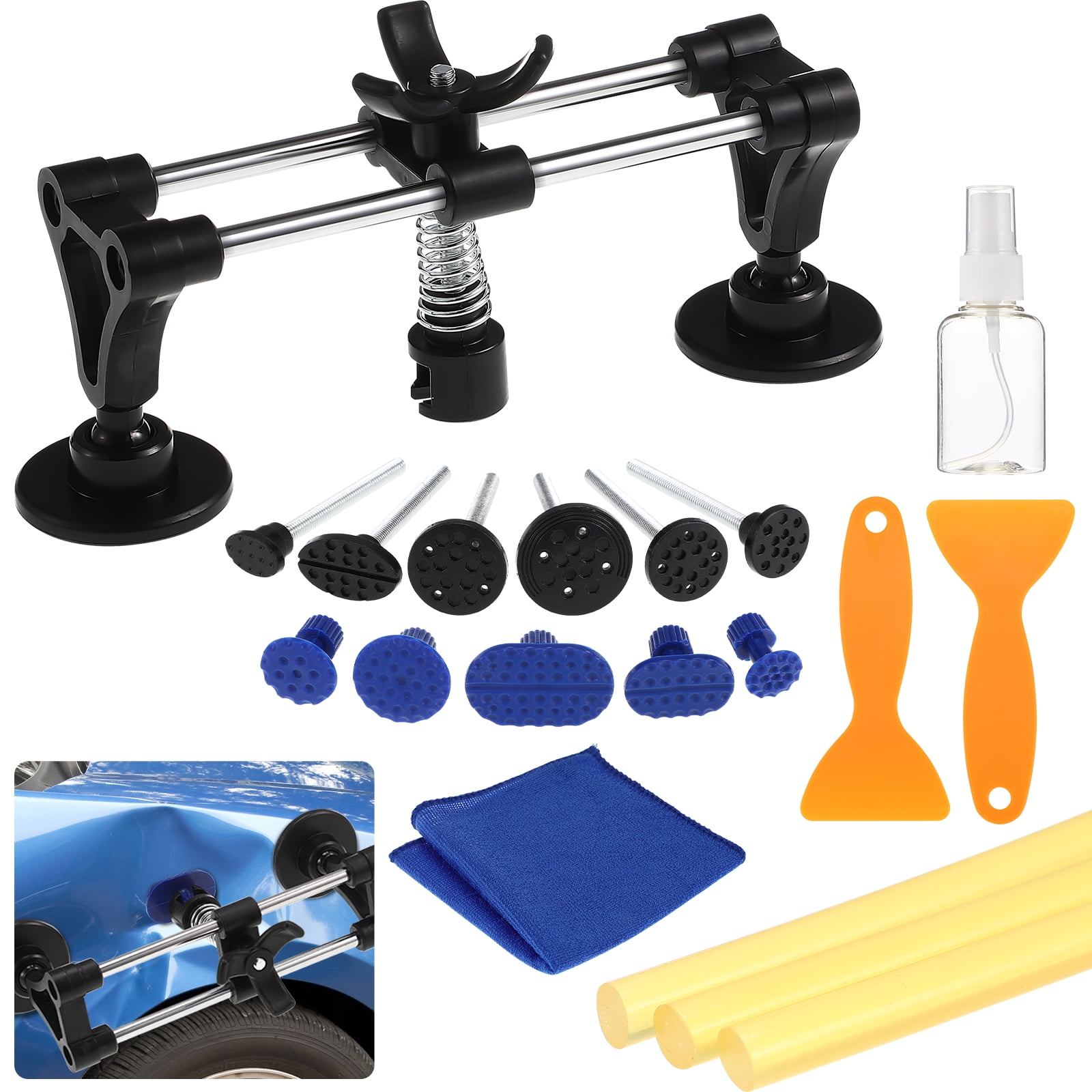 Melantax Car body dent puller kit dual rod bridge puller with pulling ...