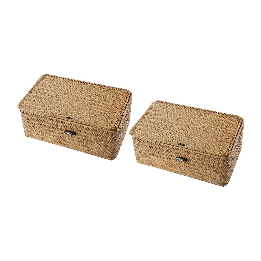 Melantax Case Pack Storage Box Basket With Lid Woven Seaweed Basket ...