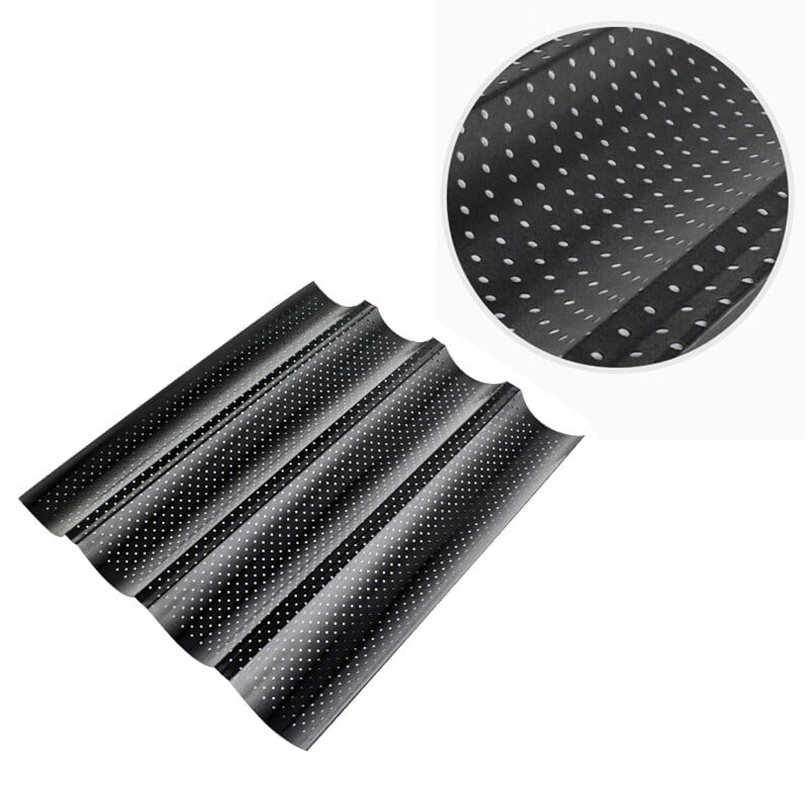 Melantax Non-stick perforated French bread pan mold, suitable for baking 4 loaves of bread Wave ...