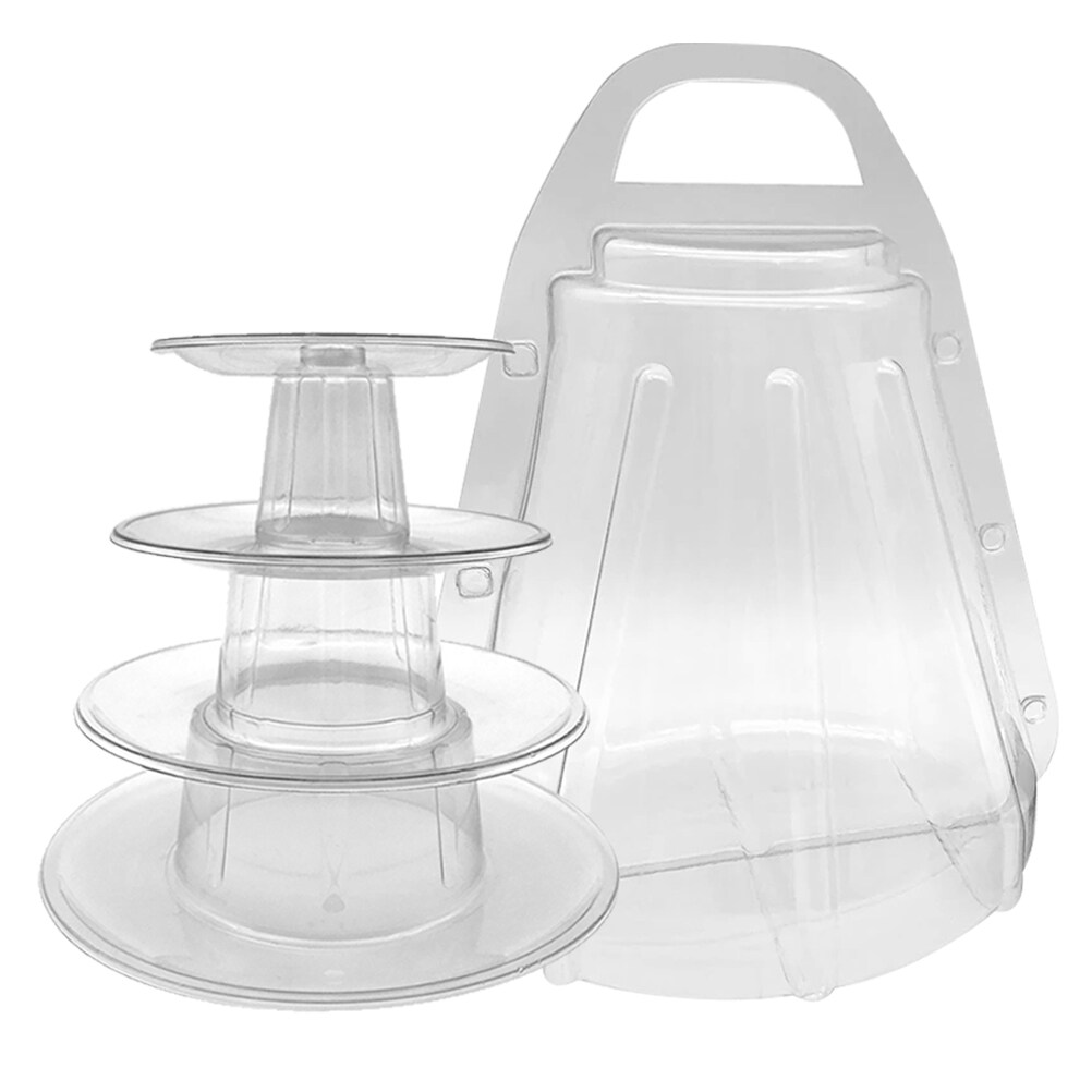 Melantax Portable macaron storage box set four-layer biscuit rack cake ...