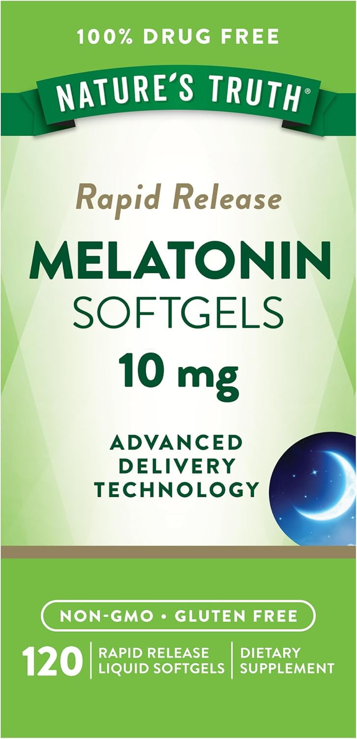 Nature's Truth Melatonin 10mg Softgels Rapid Release 120 Softgels ...