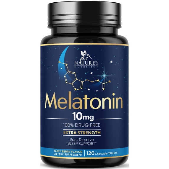 Nature's Nutrition Melatonin 10mg Fast Dissolve, Strawberry-Flavored ...