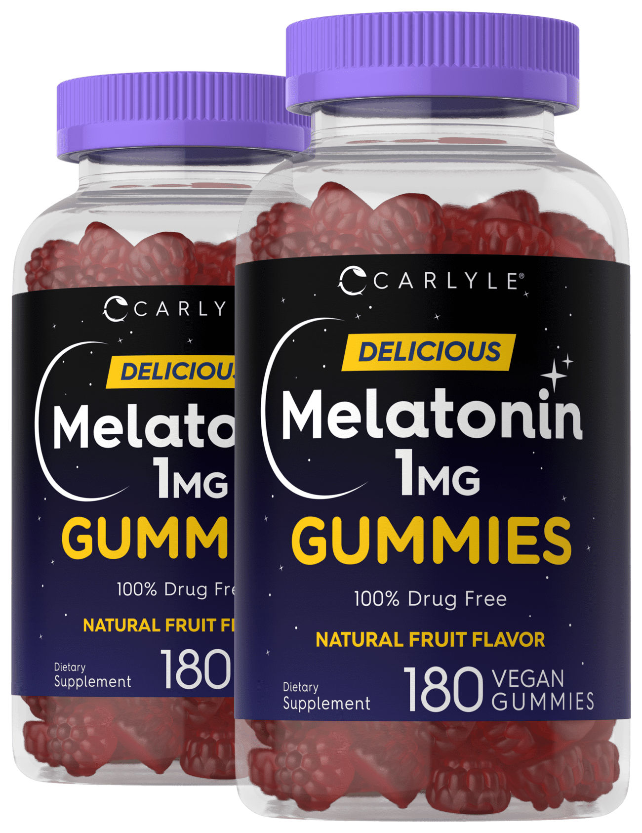 Carlyle Melatonin 1mg Vegan Gummies | 180 Count | Two Pack | Natural ...
