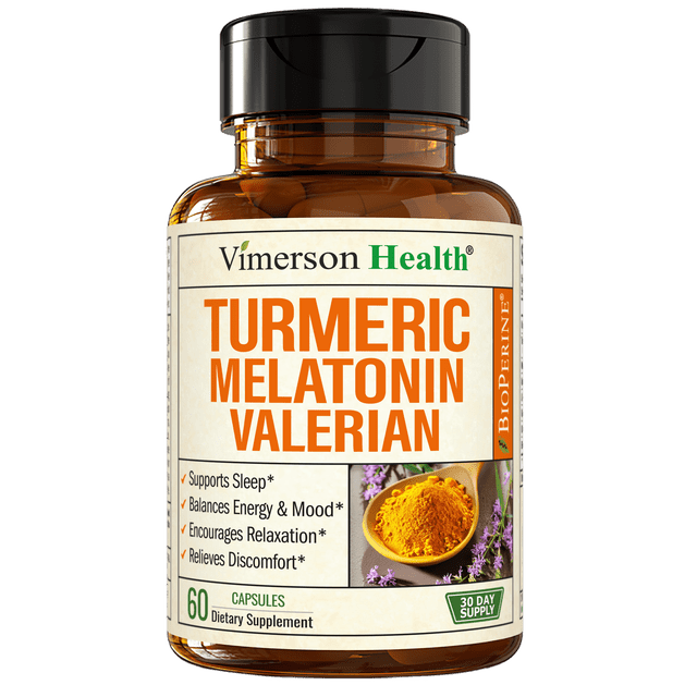 Melatonin 3 mg Sleep Aid w/ Valerian Root & L-Theanine – Turmeric ...