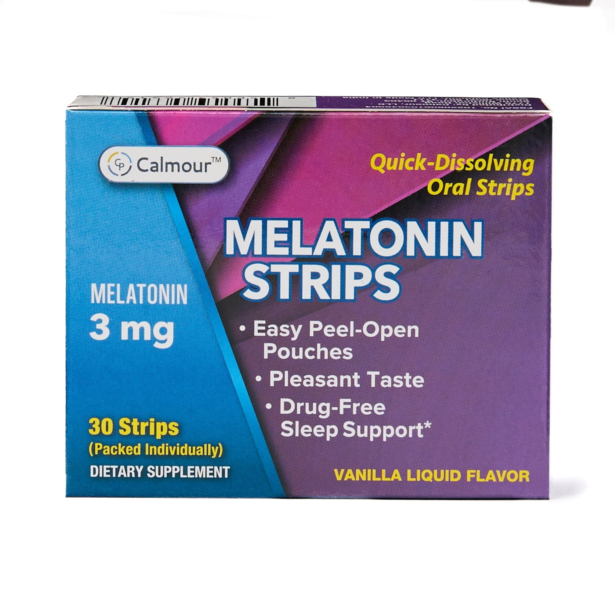 Calmour Melatonin 3 mg Oral Dissolving Strips, box of 30 strips ...