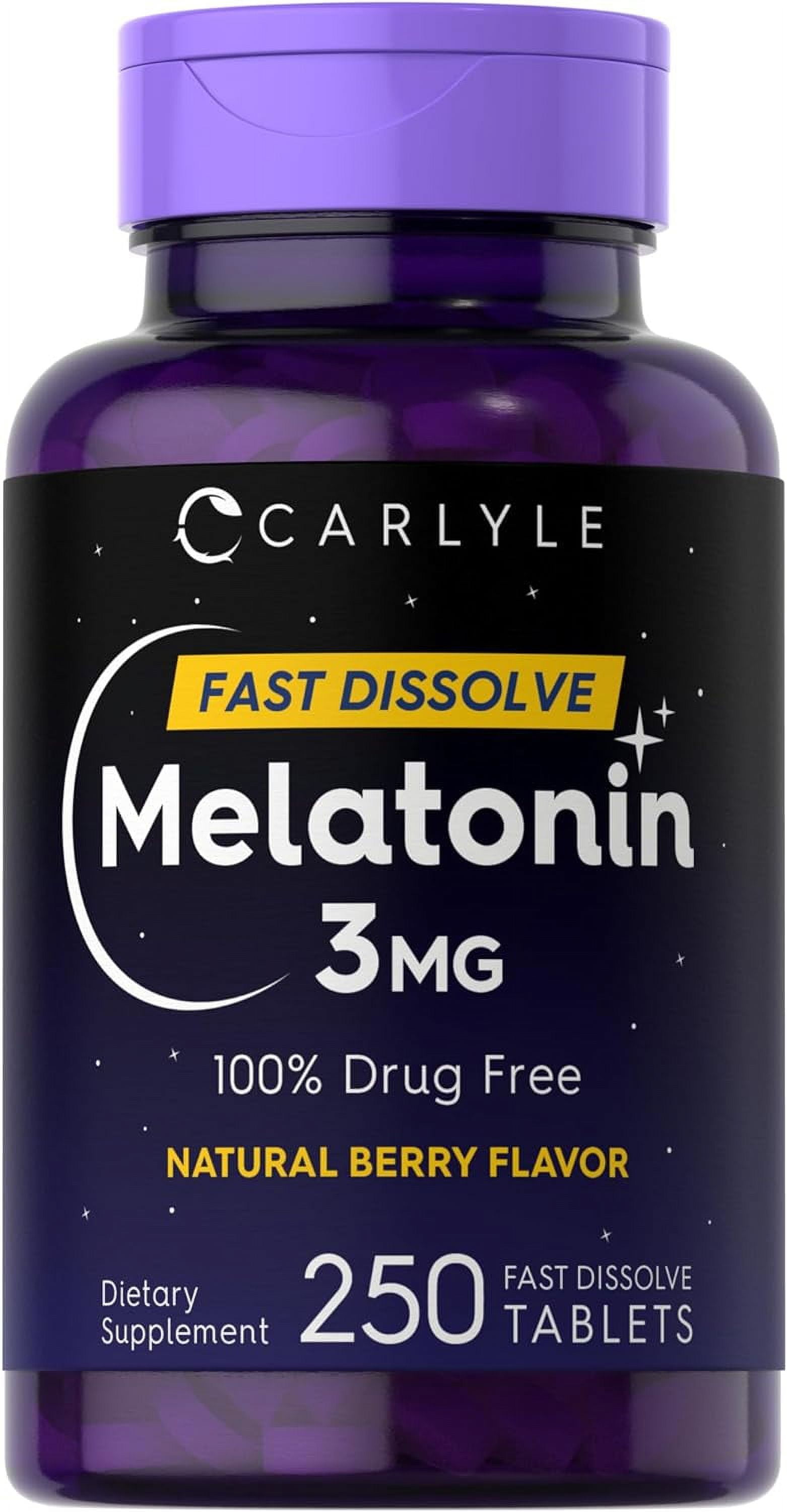Carlyle Melatonin 3mg | Quick Dissolve | 250 Vegan Tablets | Low Dose ...