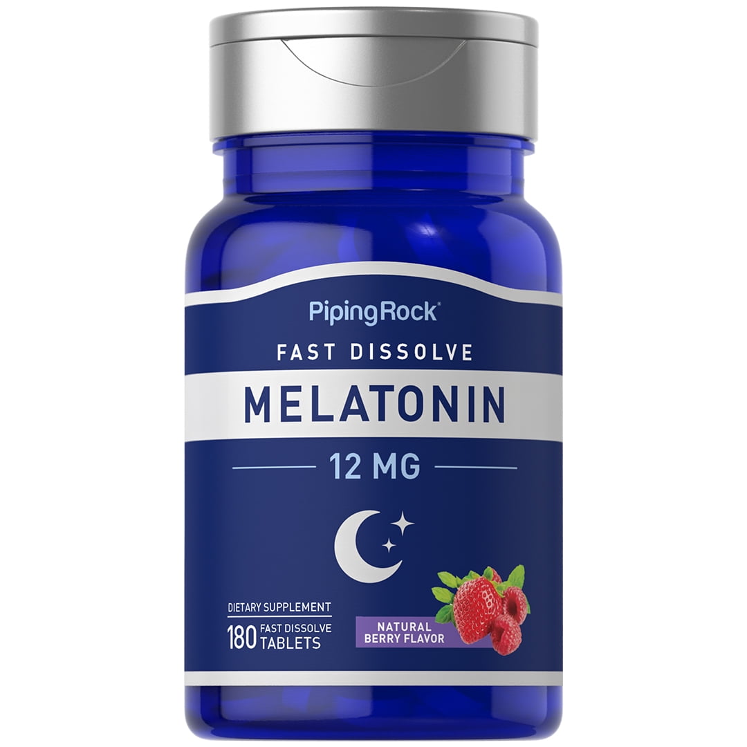 Piping Rock, Melatonin Fast Dissolve 12 mg, 180 Tablets, Extra Strength ...