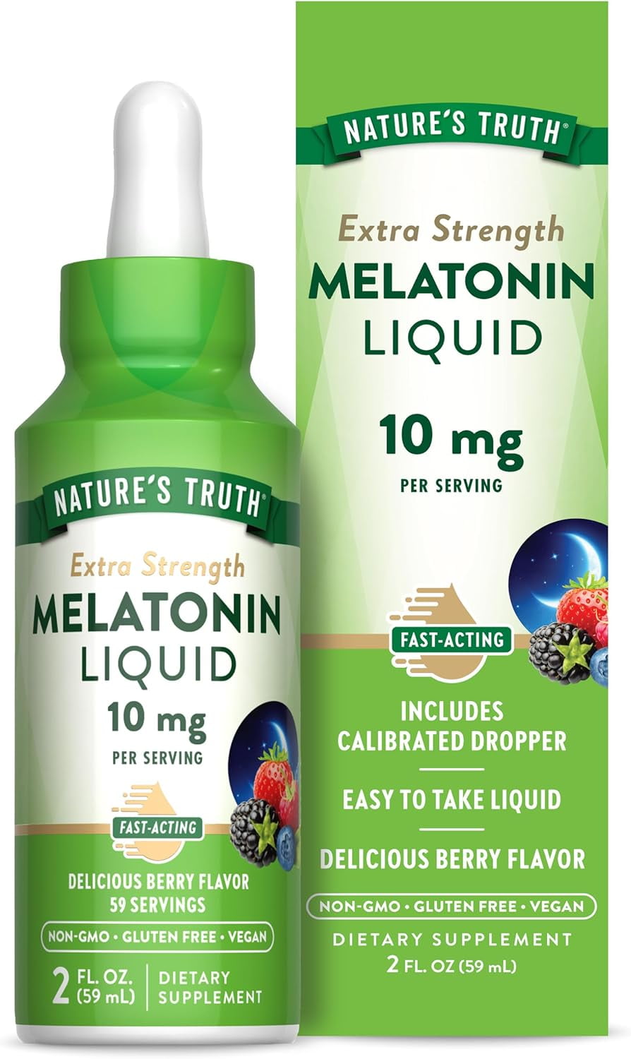 Nature's Truth Fast Acting Melatonin Liquid, 10mg, 2 Fl oz, Berry ...