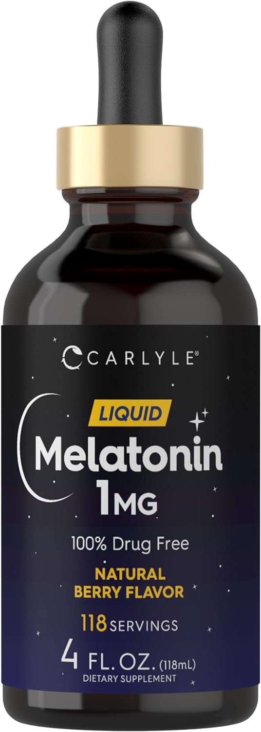 Melatonin Liquid 1mg | 4 oz Supplement for Men and Women | Berry Flavor ...