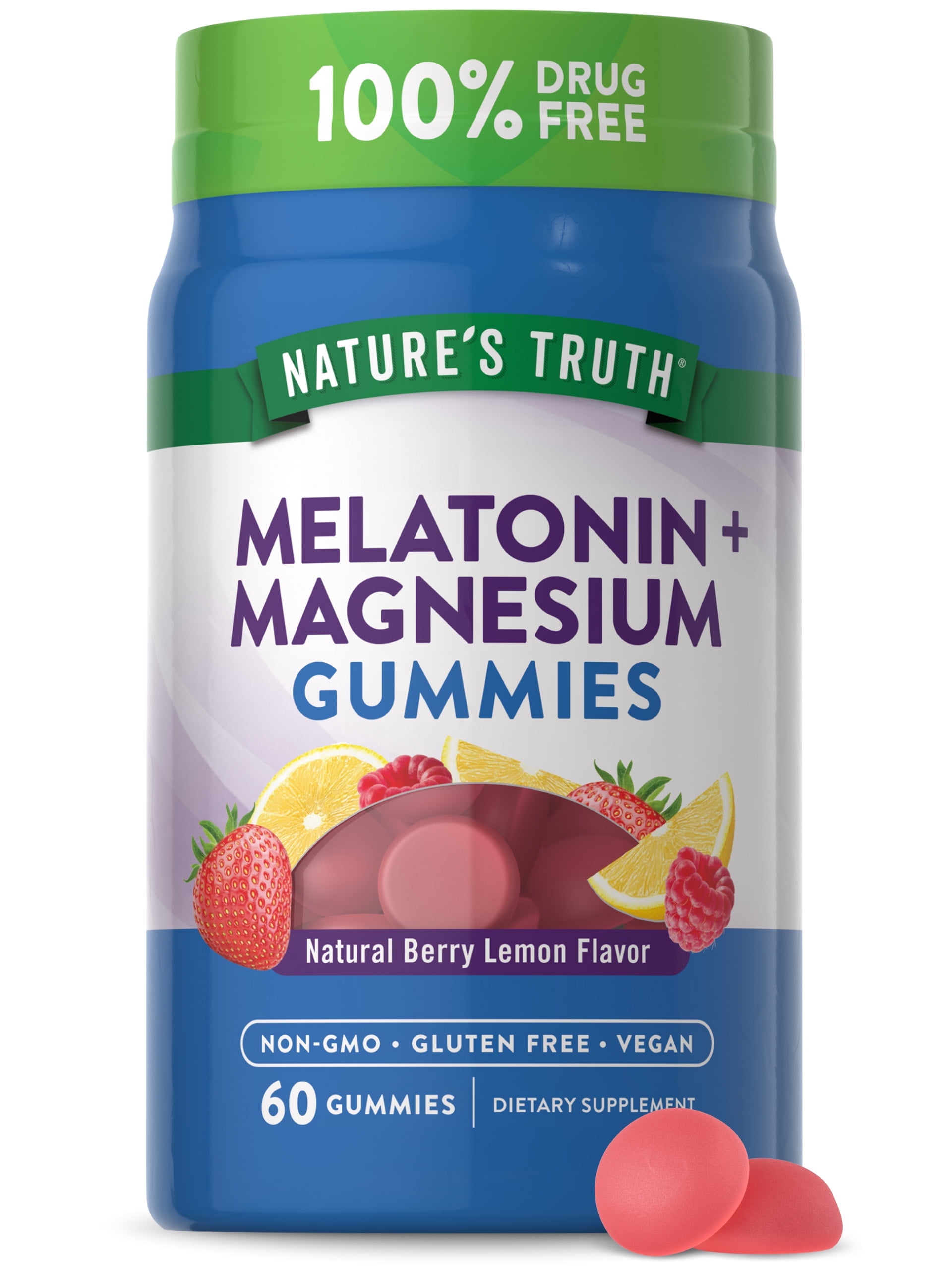 Melatonin with Magnesium Gummies | 60 Count | Berry Lemon Flavor | for ...