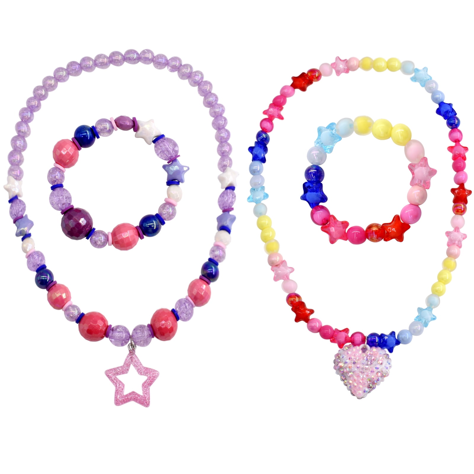 Melbelia 4Pcs Little Girl Beaded Necklace Bracelet Jewelry Box for Kids ...