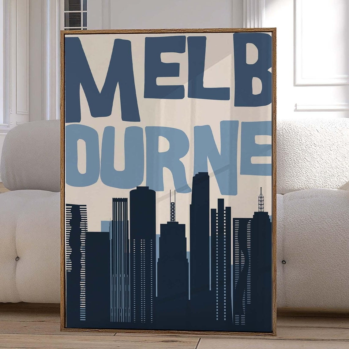 Melbourne Art Print Vintage Melbourne Wall Art Retro Poster Blue ...