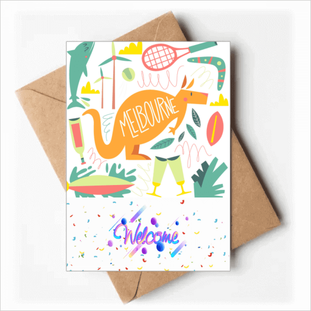 Melbourne Australia Kangaroo Tennis Surfing Welcome Back Greeting Cards ...