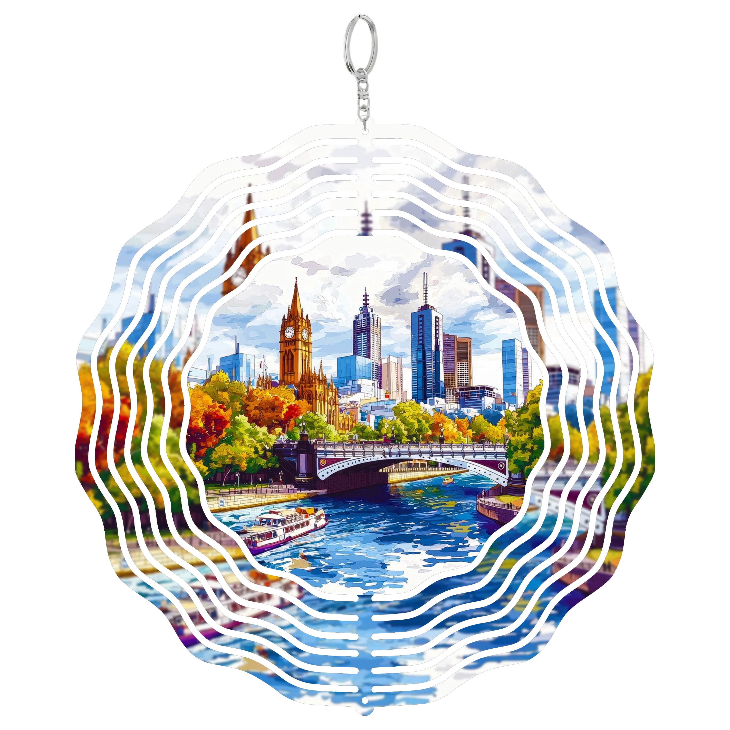 Melbourne Australia Skyline 3D Wind Spinner Stainless Steel Kinetic Art ...