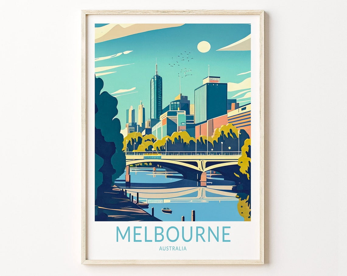Melbourne City Travel Print, Melbourne Australia Travel Poster Print ...