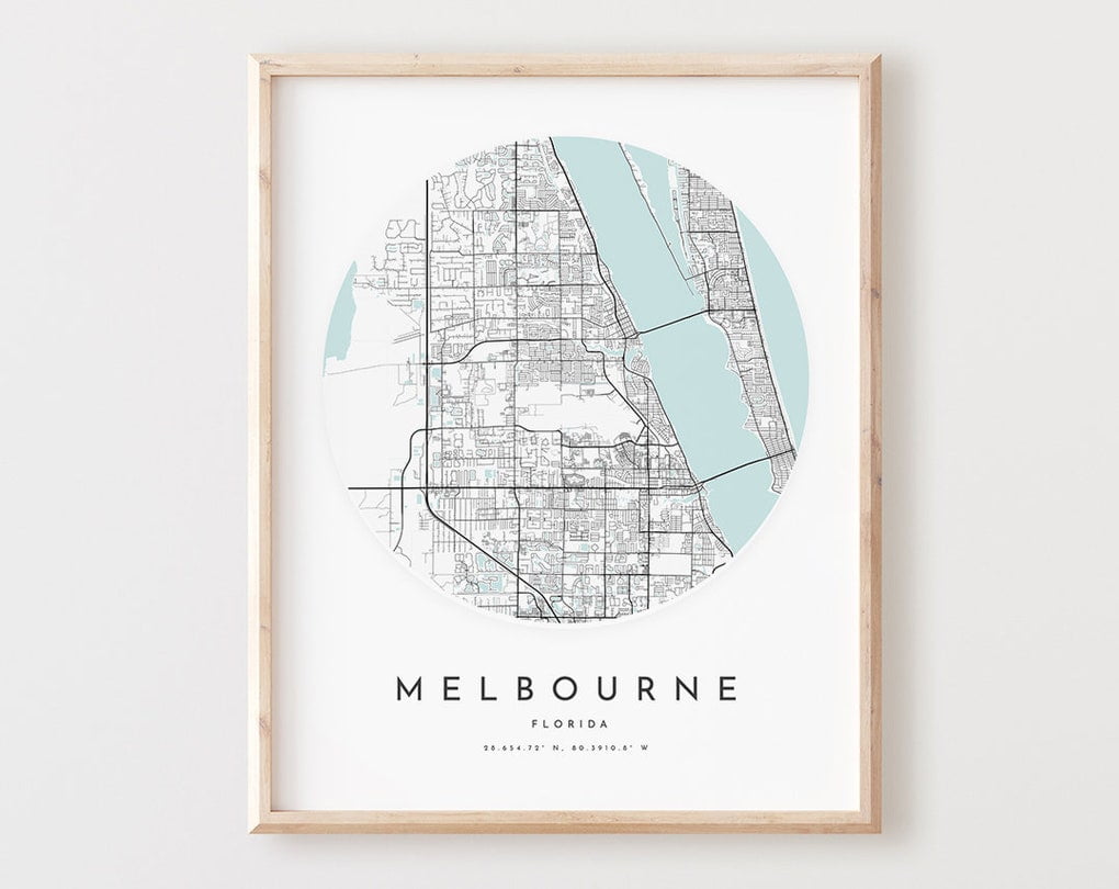 Melbourne Map Print, Melbourne Map Poster City Wall Art, Fl Road Map ...