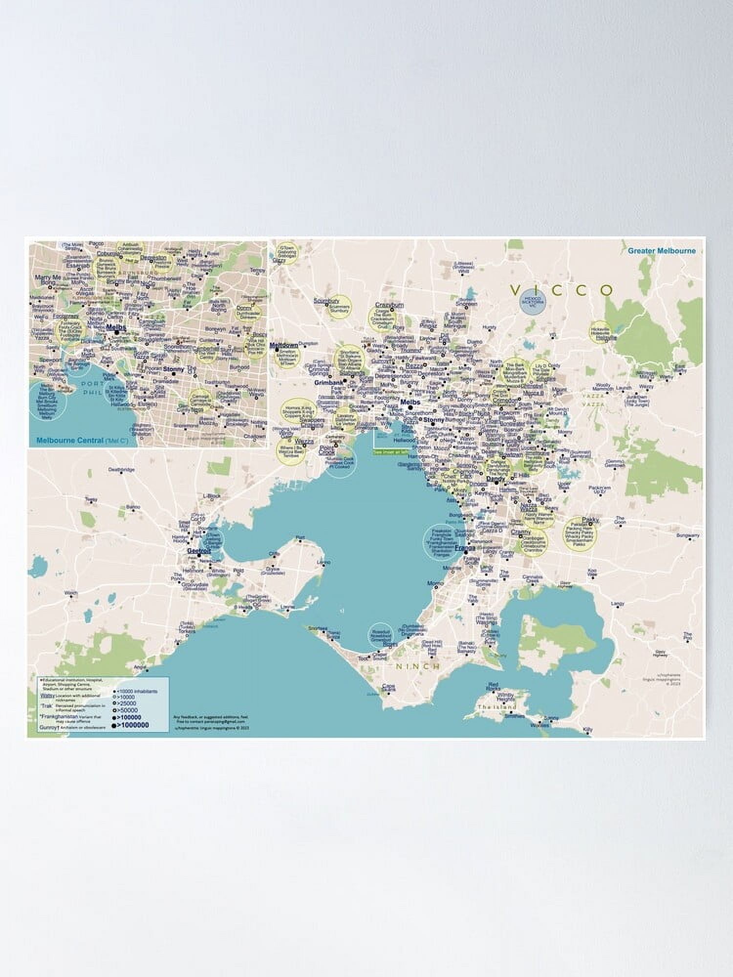Melbourne Slang Map Poster - Walmart.com