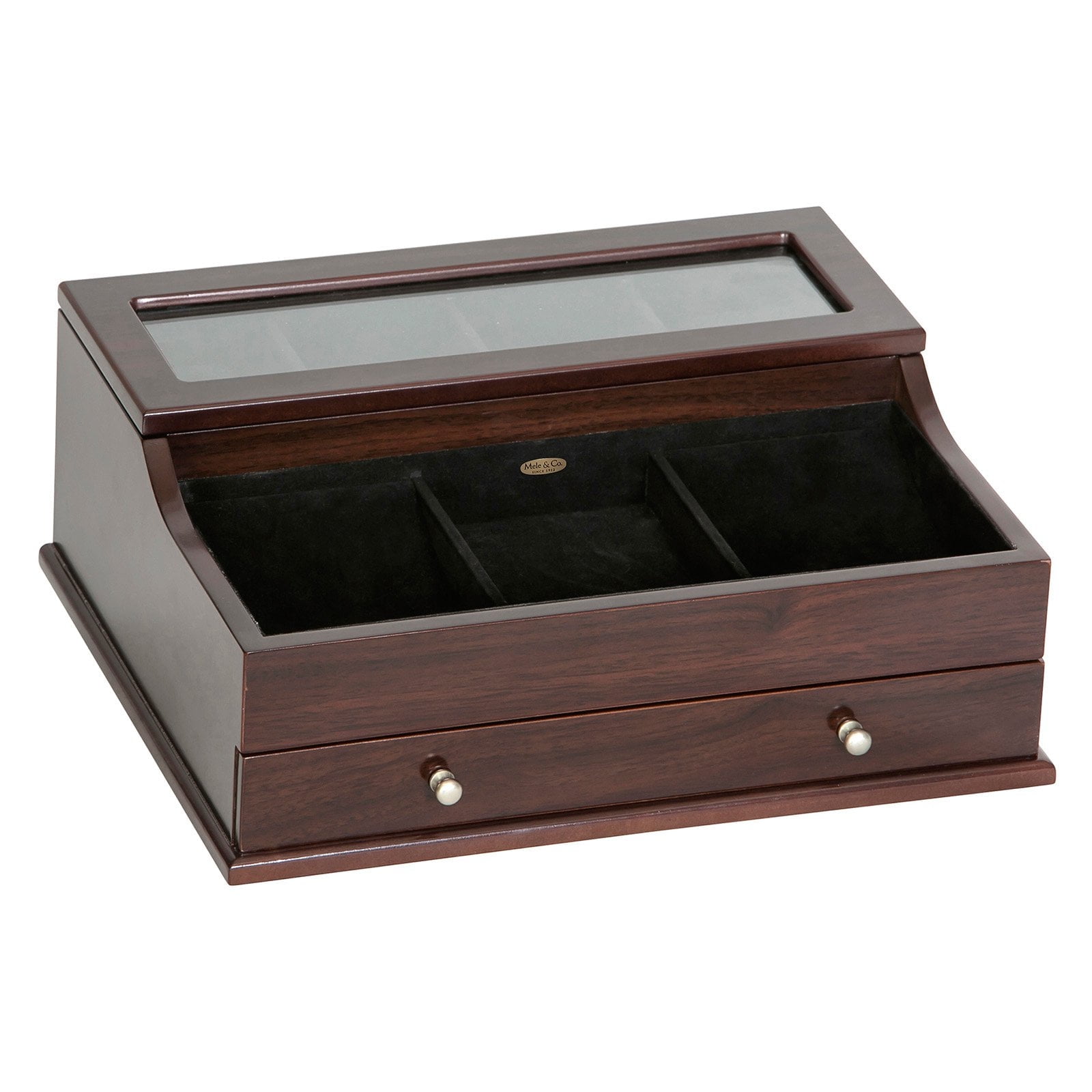 Mele and Co Hampden Men's Glass Top Wooden Dresser Top Valet - Walmart.com