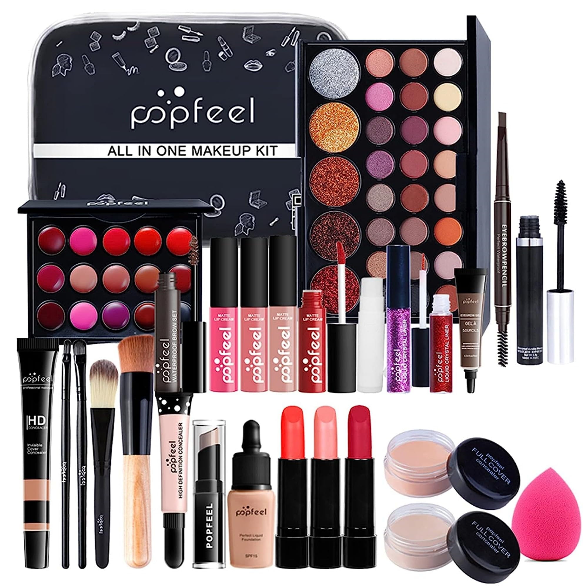 Melemando All In One Makeup Set: 27-Piece Full Kit With Eyebrows ...
