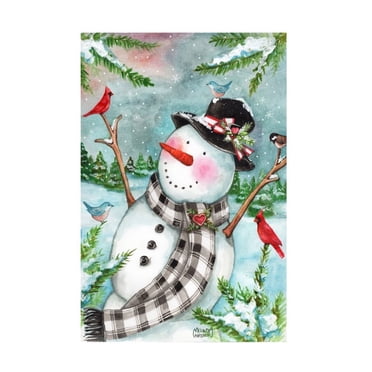 Melinda Hipsher 'Red Truck With Snowman And Birds' Canvas Art - Walmart.com