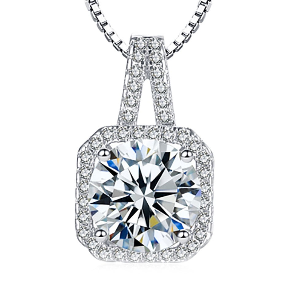 Melinda Pendant Necklace Halo Solitaire Cubic Zirconia Women Ginger ...