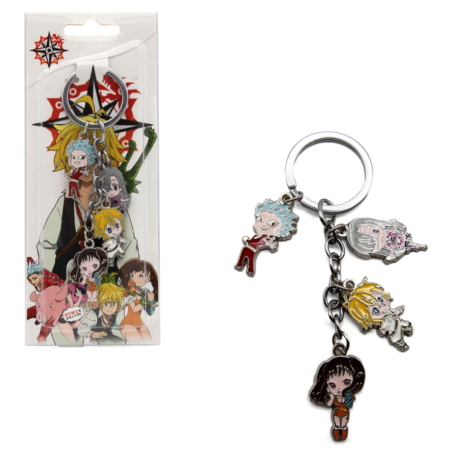Meliodas Ban Elizabeth Diane - Seven Deadly Sins 1" Keychain 4 pc ...