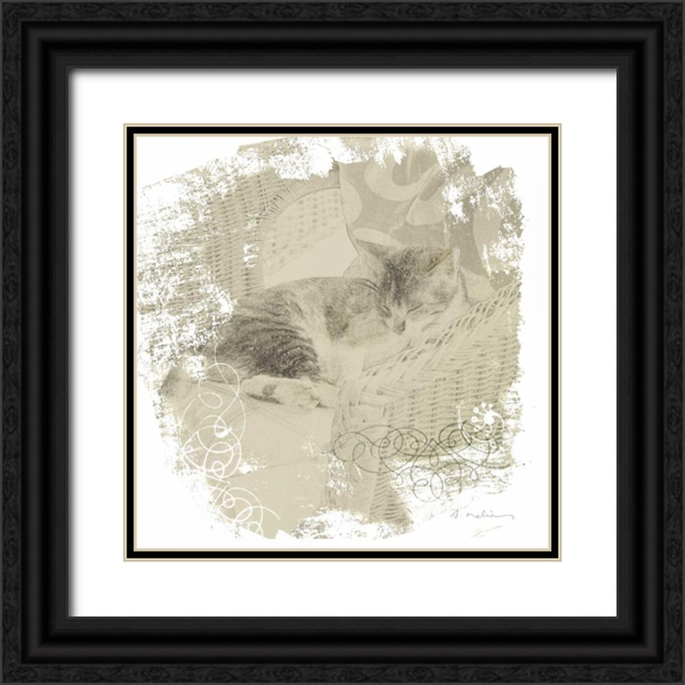 Melious, Amy 26x26 Black Ornate Wood Framed with Double Matting Museum ...