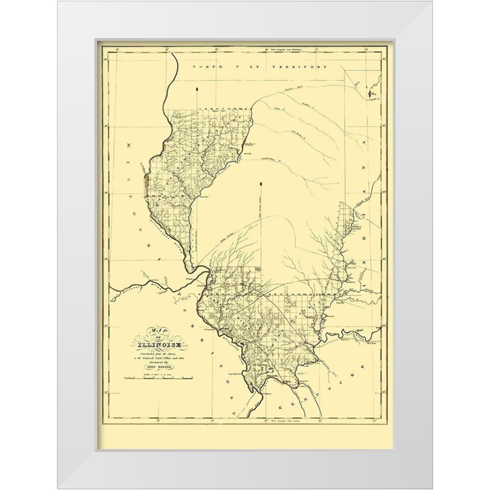 Melish 11x14 White Modern Wood Framed Museum Art Print Titled ...