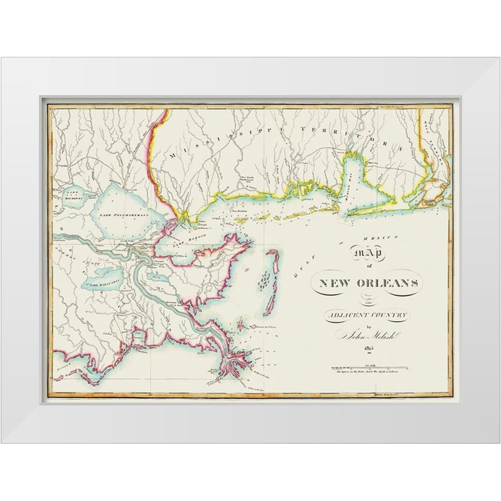Melish 14x11 White Modern Wood Framed Museum Art Print Titled - New ...