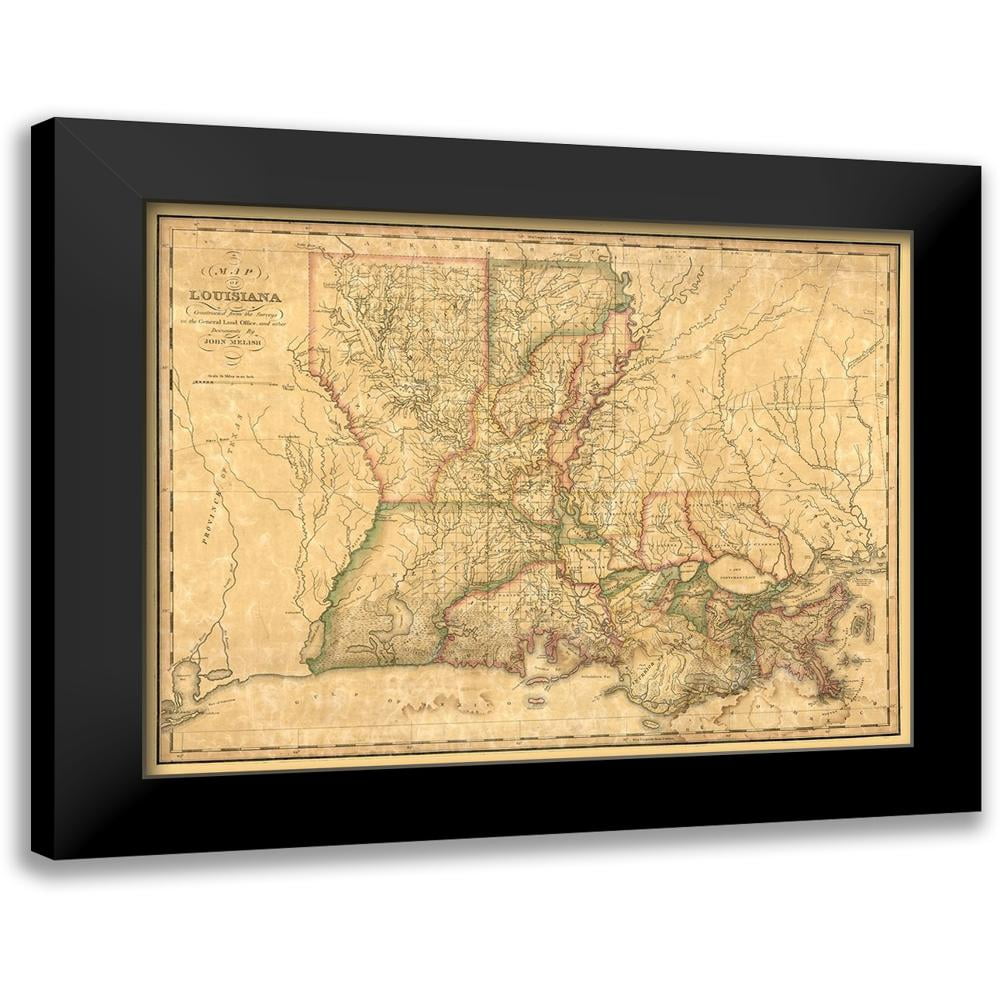 Melish 24x19 Black Modern Framed Museum Art Print Titled - Louisiana ...