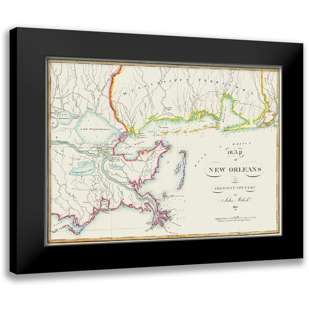 Melish 24x19 Black Modern Framed Museum Art Print Titled - New Orleans ...