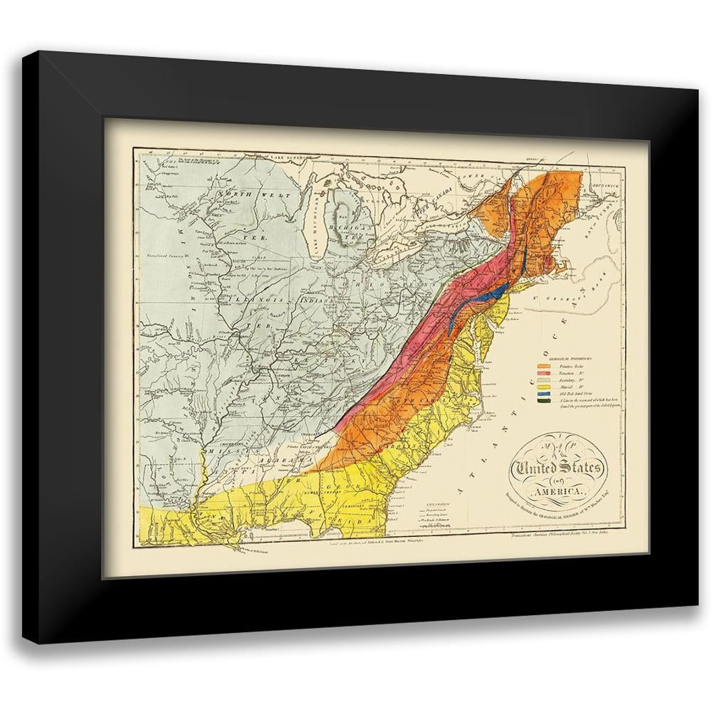 Melish 24x19 Black Modern Framed Museum Art Print Titled - United ...