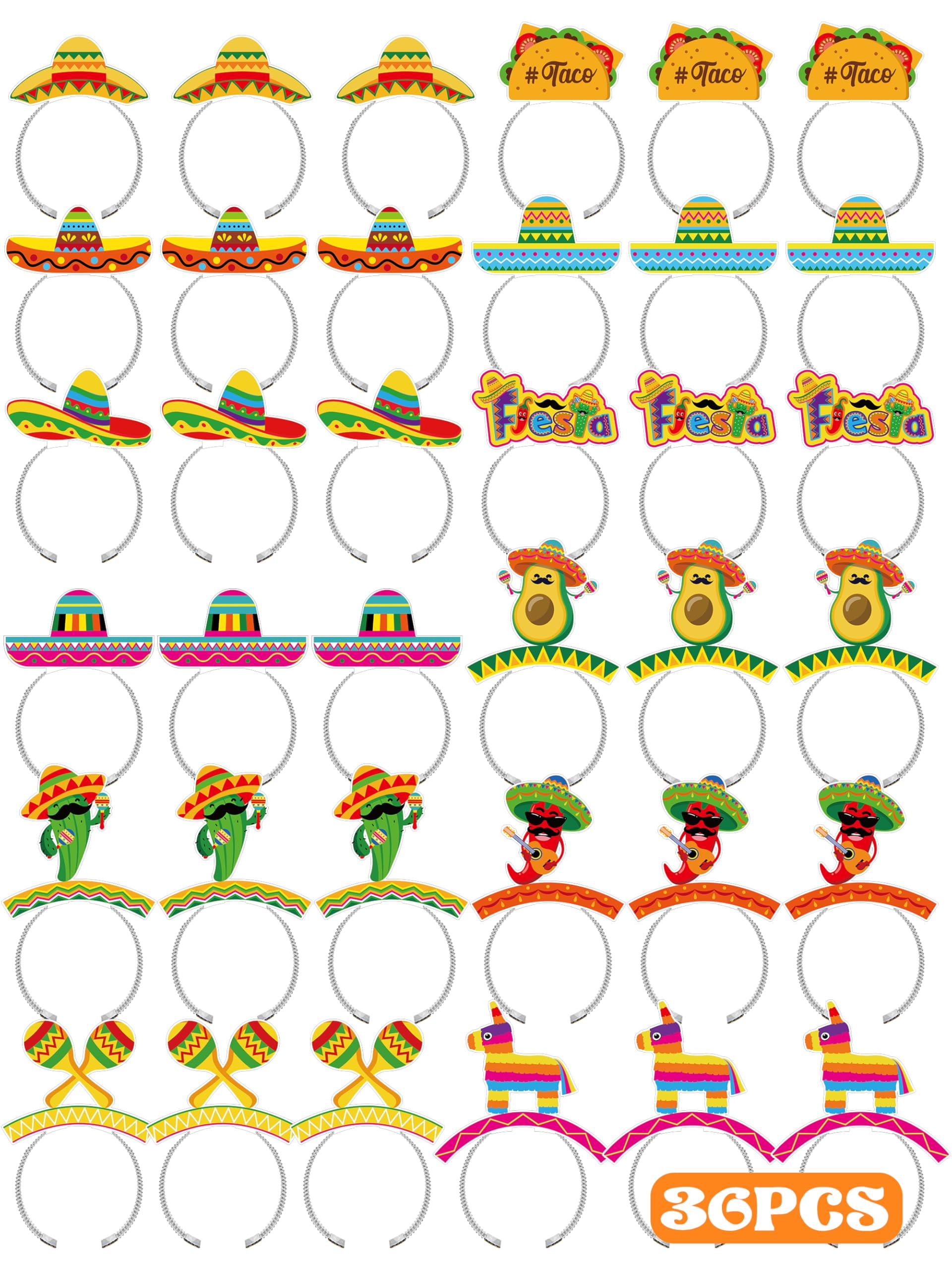 Melisheer 36 PCS AJH3 De Mayo Party Supplies, de Mayo Hats, Colorful ...