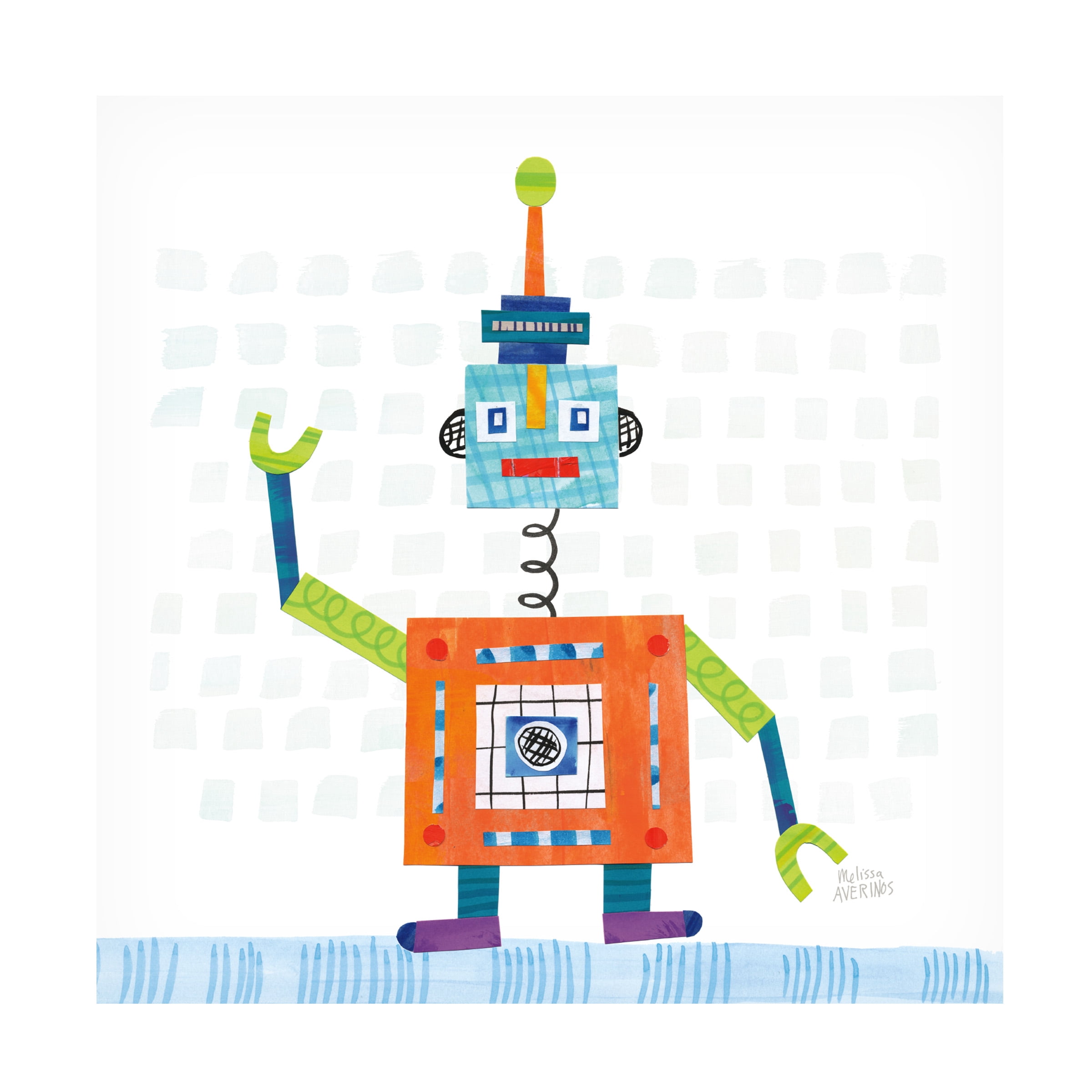 Melissa Averinos 'Robot Party III on Squares' Canvas Art - Walmart.com