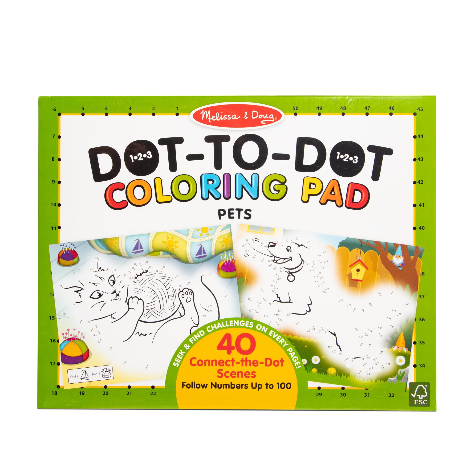 Melissa & Doug 123 Dot-to-Dot Pets Coloring Pad - Follow Numbers 1-100 ...