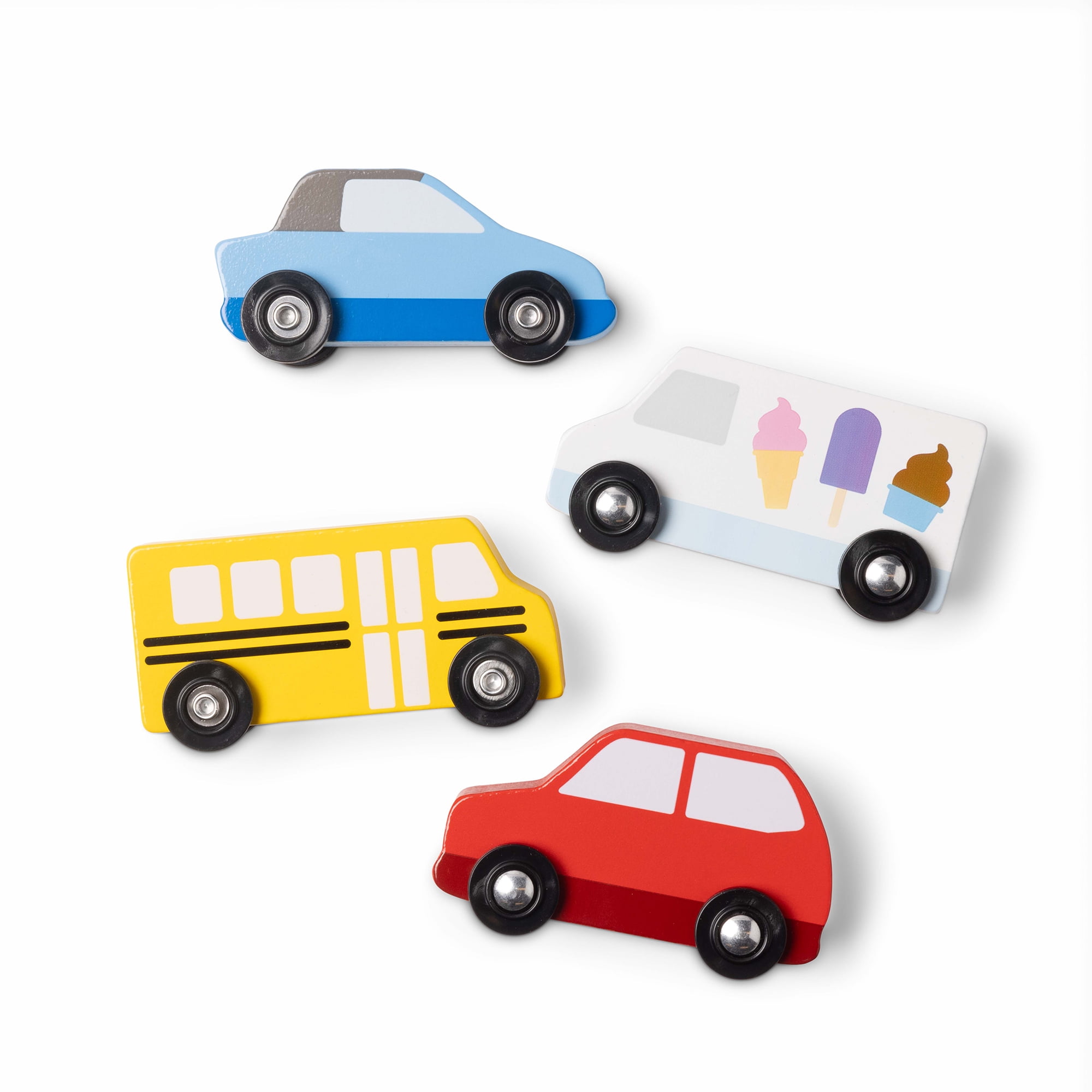 Melissa & Doug Wooden Town Vehicles, Includes 4 Toy Cars for Kids Ages ...